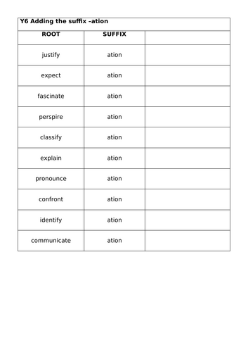 The suffix ation WORKSHEETS and CROSSWORDS | Teaching Resources