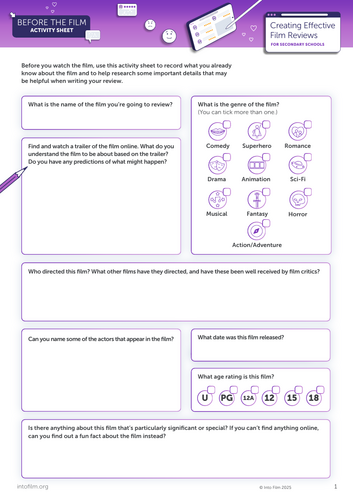 Creating Effective Film Reviews: 11-16 | Teaching Resources