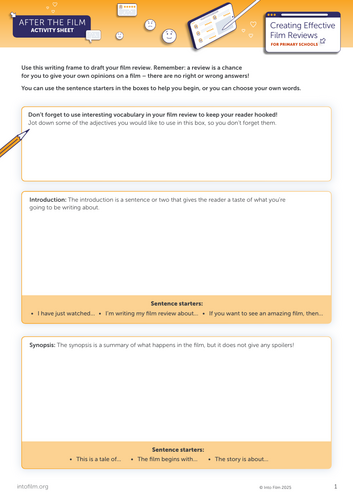 Creating Effective Film Reviews: 7-11 | Teaching Resources