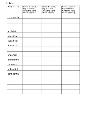 Word endings cial and tial WORKSHEETS | Teaching Resources