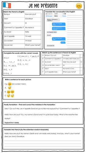 KS3 French - Je me presente | Teaching Resources