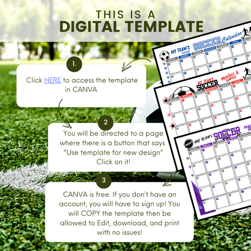 Soccer Season Calendar Template | Editable Practice & Game Schedule ...