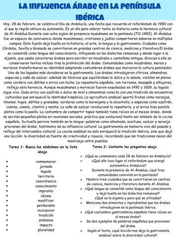 A Level Spanish Unit 5- Influencia Arabé en la Península Ibérica ...