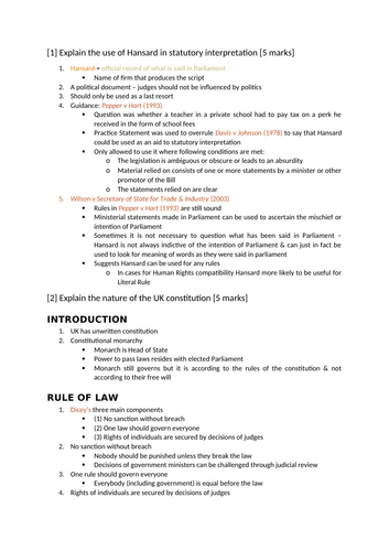 A-Level Law: 2024 Statutory Interpretation Question + Model + Plan ...