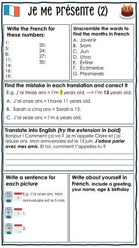 KS3 French - Ages & Birthdays | Teaching Resources