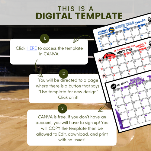 Volleyball Season Calendar Template | Editable Practice & Game Schedule ...