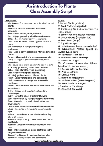 An Introduction To Plants - Class Assembly Script | Teaching Resources