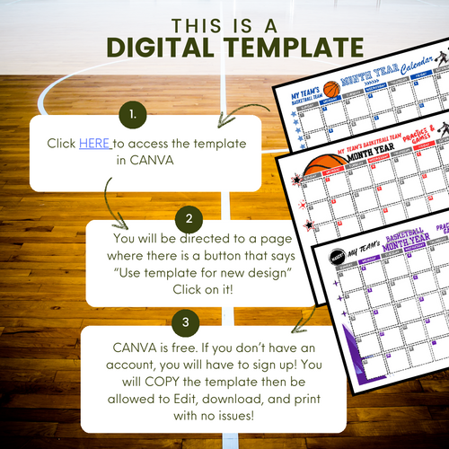 Basketball Season Calendar Template | Editable Practice & Game Schedule ...