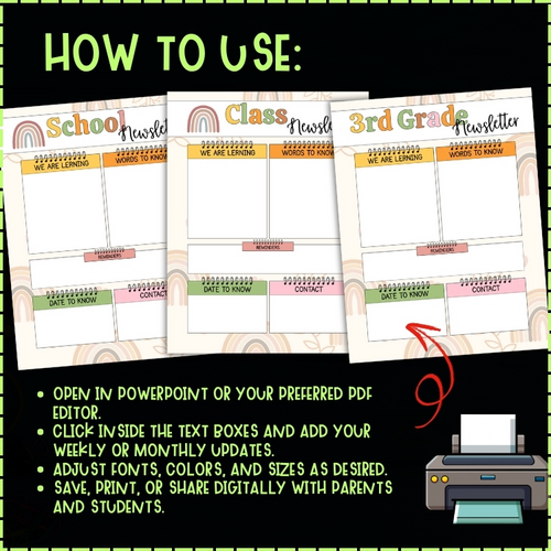 EDITABLE Month & Week September Fall Baho Raibo Theme Newsletter ...