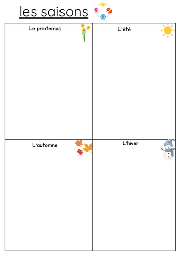 Les saisons-Seasons in French-craft activity | Teaching Resources