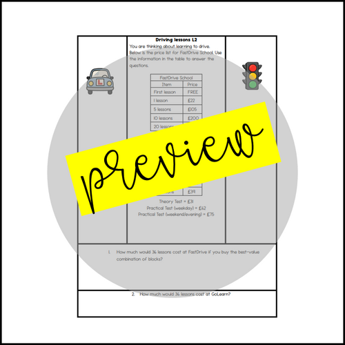 Driving Test Maths Worksheets | Functional Skills Level 1 & Level 2 ...