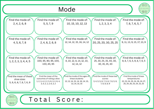 Mode - 20 Questions | Teaching Resources