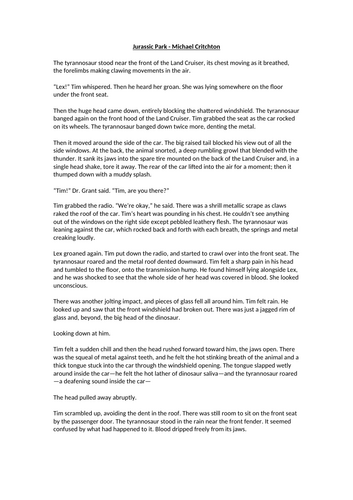 Science Fiction - Survival and Danger (Jurassic Park - Evaluation ...