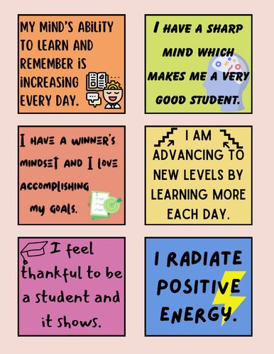 Positive Affirmations Cards for Students: 60 Inspirational Cards for ...