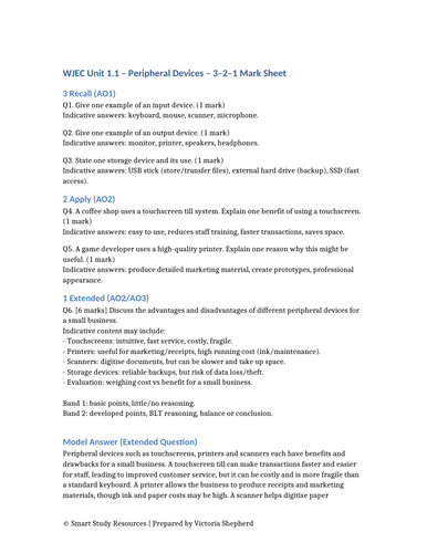 WJEC ICT Unit 1 Assessment Pack of 44 Topics including Student and ...