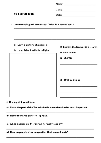 Sacred Texts Presentation/Worksheet | Teaching Resources