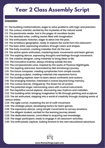 Year 2 Class Assembly Script | Teaching Resources