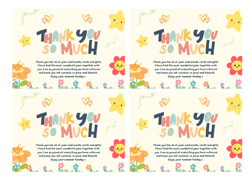 Thank you card - End of year | Teaching Resources