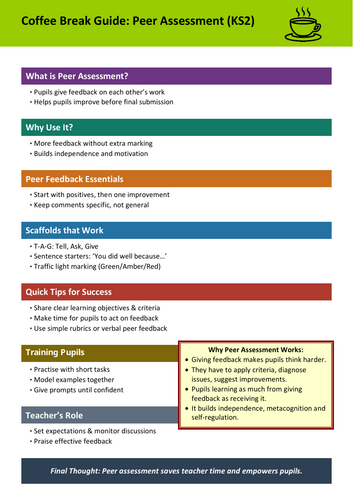 Busy Teacher's Guide to Peer Assessment | Teaching Resources