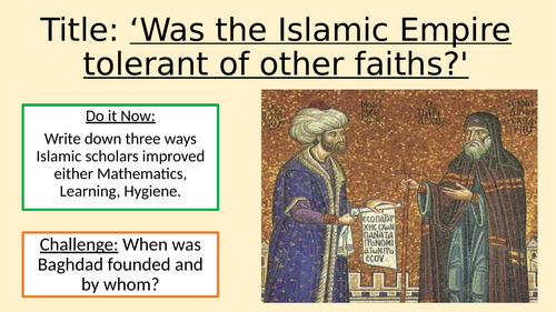 Islamic Empire KS3 History Lesson 6/6 - Tolerance and Intolerance ...