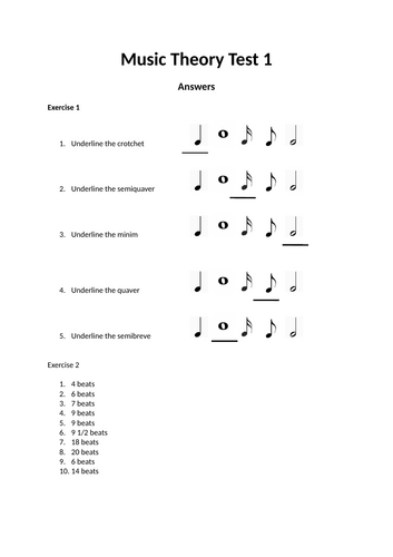 Music Theory Test 1 | Teaching Resources