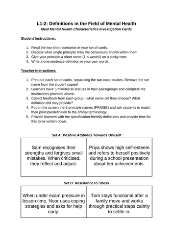 Definitions in the Field of Mental Health Lesson Plans & Worksheets ...