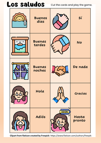 Los saludos - Greetings (Memory game) | Teaching Resources