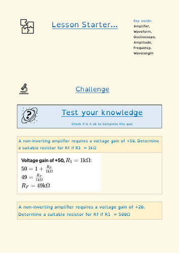 GCSE Electronics Amplifiers L4- presentation, worksheet & videos ...