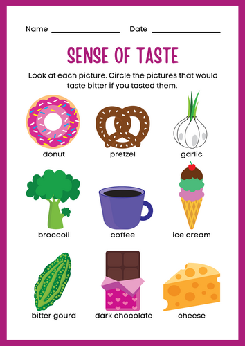 Science Activity - Sense of Taste Worksheet for Kids | Teaching Resources