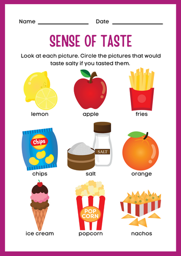 Science Activity - Sense of Taste Worksheet for Kids | Teaching Resources