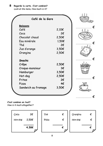 FRENCH TOPICS: AU CAFE -AT THE CAFE-ACTIVITY BOOKLET | Teaching Resources