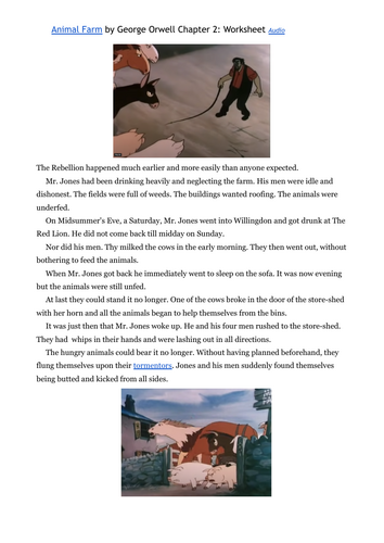 Animal Farm Chapter 2 (adapted for audio) | Teaching Resources