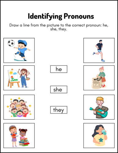 Identifying Pronouns (He, She, They) Worksheets for Speech Therapy ...
