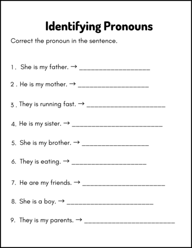 Identifying Pronouns (He, She, They) Worksheets for Speech Therapy ...