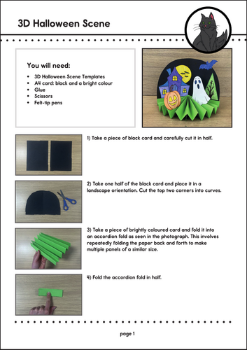 Halloween 3D Scene Craft Hands-On Art Project & Craftivity | Printable ...
