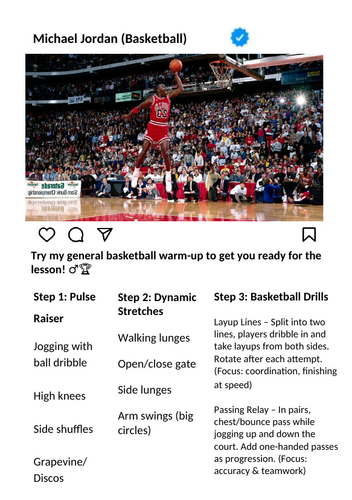 Basketball Warm-Up Cards – Inspired by NBA Legends | Teaching Resources