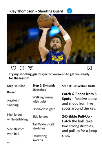 Basketball Warm-Up Cards – Inspired by NBA Legends | Teaching Resources