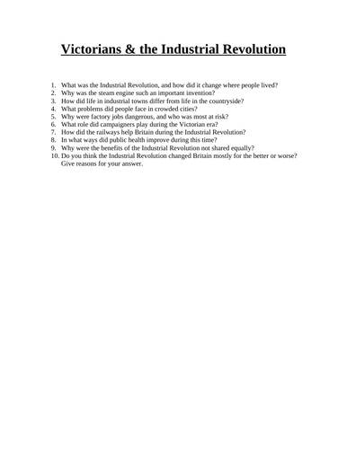 Victorians & The Industrial Revolution – Differentiated Reading ...