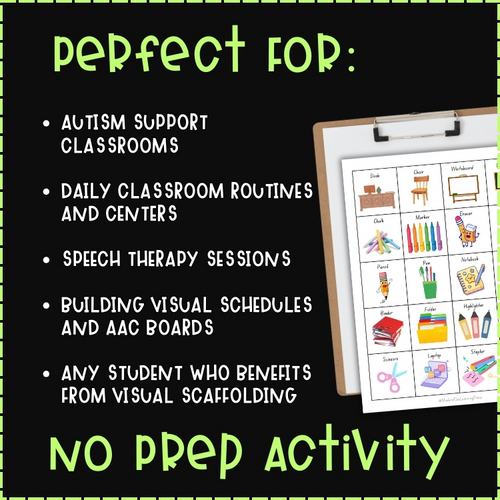 Classroom Objects Picture Communication Symbols Vocabulary Worksheets ...