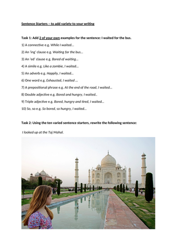 Creative Writing: Sentence Starters | Teaching Resources