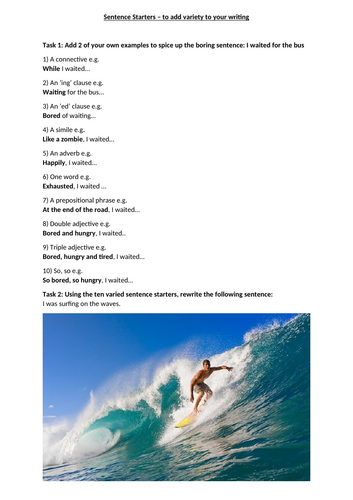 Creative Writing: Sentence Starters | Teaching Resources