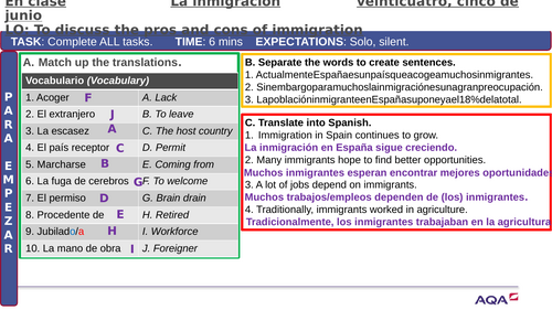 Second year A level AQA 1.1A_La inmigración_Los beneficios y aspectos ...