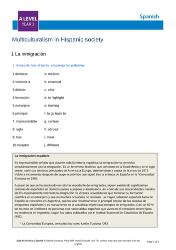 Second year A level AQA 1.2A_La inmigración_La inmigración en el mundo ...