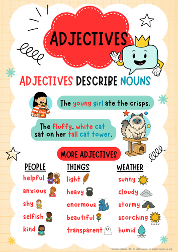 Adjectives Poster and Challenges for Working Walls | Teaching Resources