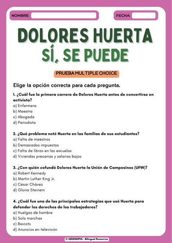 Dolores Huerta Biografía Lectura | Dolores Huerta Spanish Reading ...