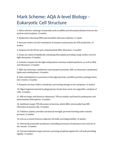 A level Biology: Cell Structure Activity Pack | Teaching Resources