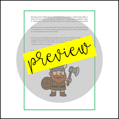 Viking Words in the English Language Comprehension Worksheet | KS2 ...