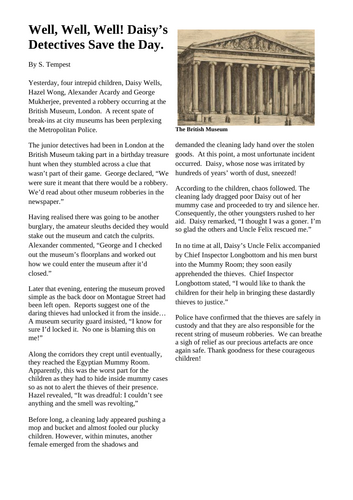 Y56 Newspaper recount example text based on The Case of the Missing ...