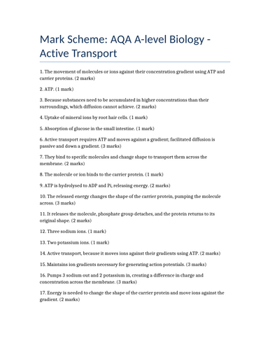 A-level Bio Revision Pack: Transport Across Membranes | Teaching Resources