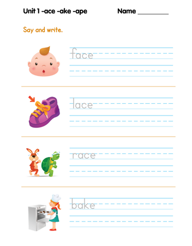 Four-Letter Word Writing Practice | Phonics Worksheets with 3-Line ...